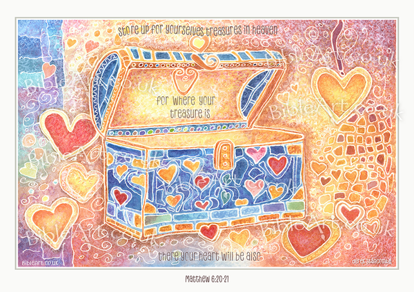 Treasure in Heaven - (Treasure and hearts - A4/A3 art print) – BibleArt ...